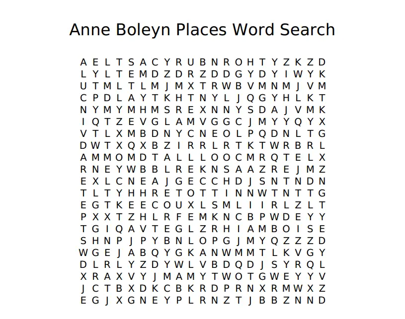 #FridayFun - Anne Boleyn Places Word Search - The Anne Boleyn Files
